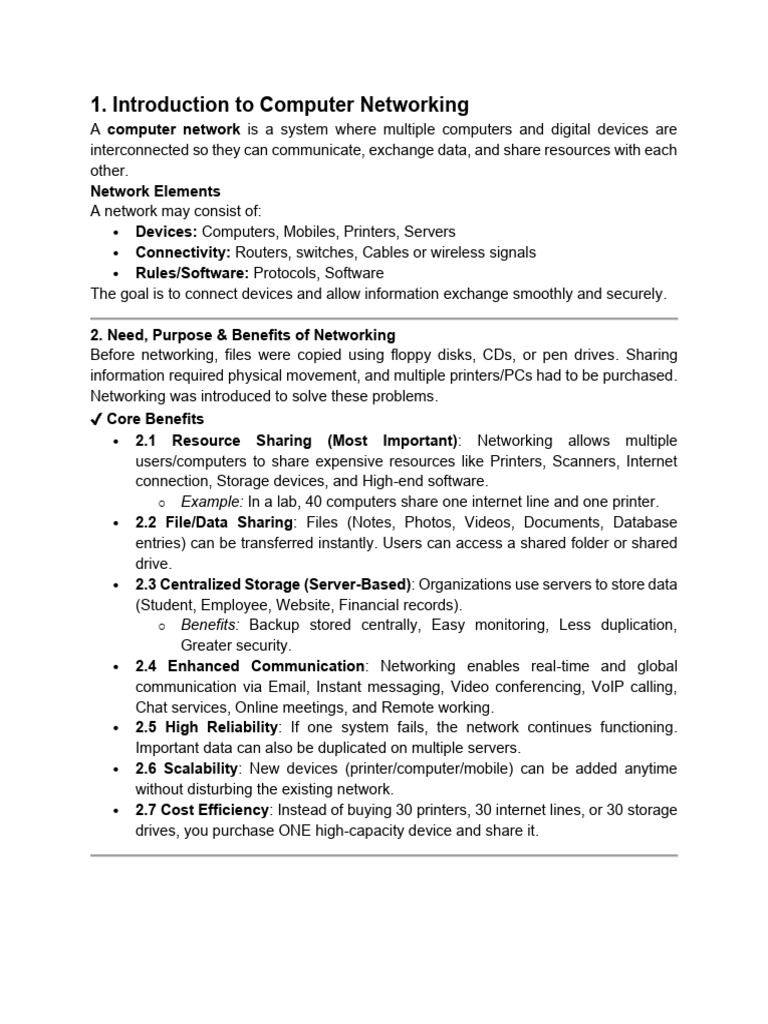 XI Unit 2 Computer Networks | PDF | Network Topology | Computer Network