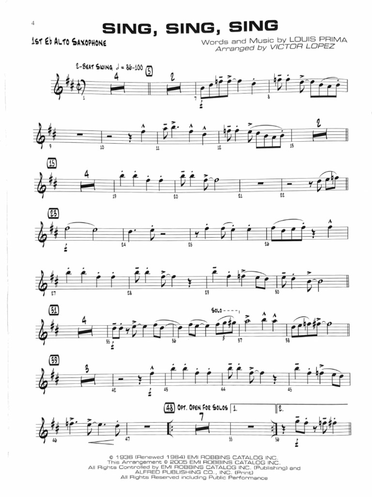 Sing,+Sing,+Sing+Arr +Victor+Lopez | PDF