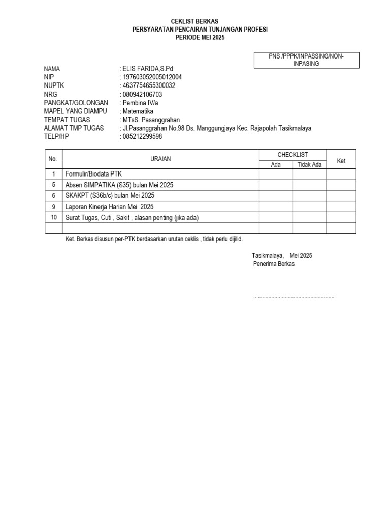 Ceklis Berkas | PDF