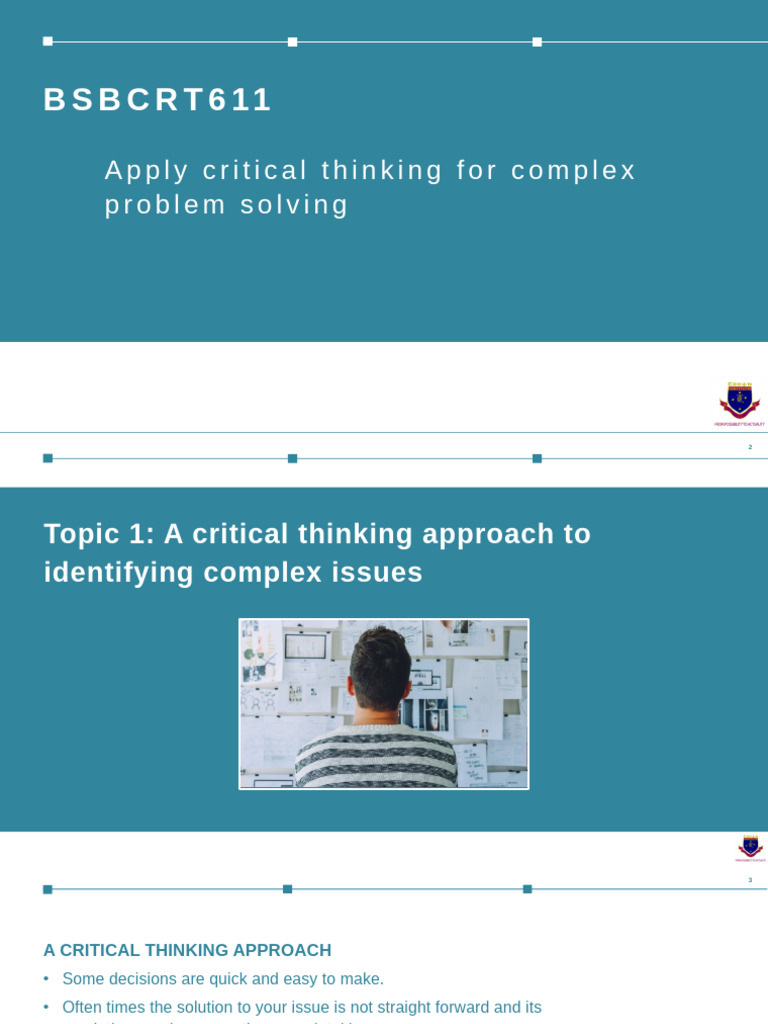 BSBCRT611 Slideshow v1.0 | PDF | Thought | Critical Thinking