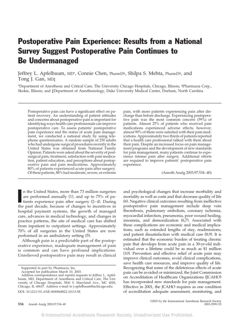 Apfel Baum 2003 | PDF | Patient | Opioid