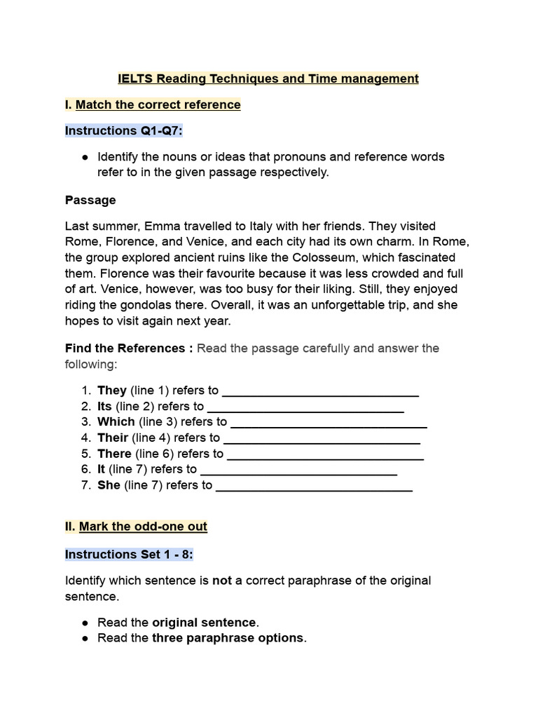 R1 - Reading Techniques + Time Management | PDF