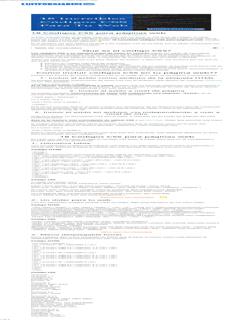 18 Códigos CSS para Páginas Web - Cómo Agregar CSS A HTML | PDF ...
