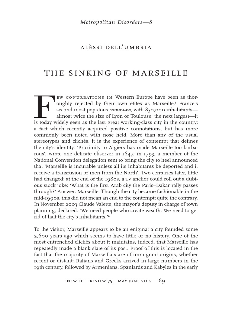 Al Ssi Dell Umbria, The Sinking of Marseille, NLR 75, May June 2012 ...