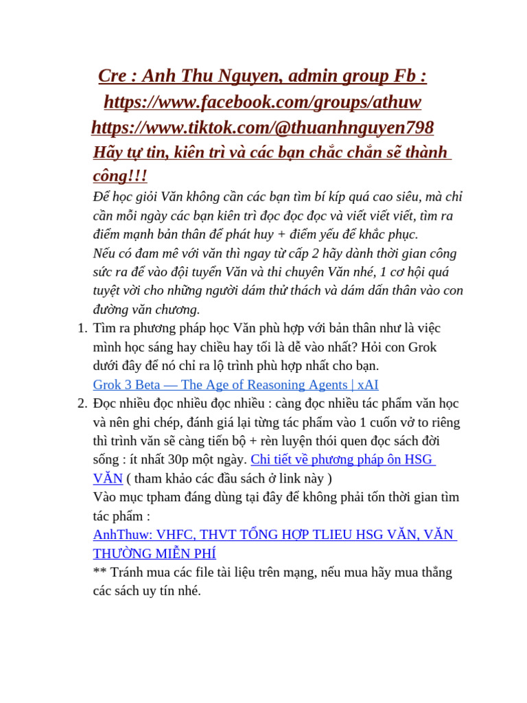Gr FB Tinh Hoa Văn Thư_ Cách Học Văn Hiệu Quả Áp Dụng Cho Cả HSG Và HS Thường | PDF