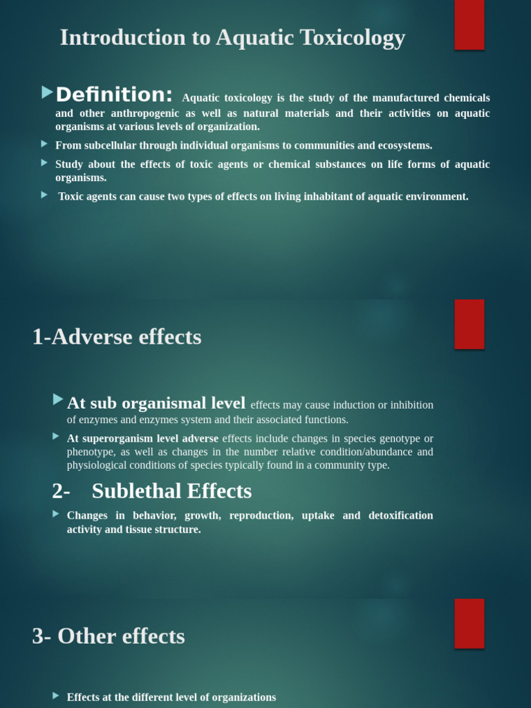 Overview of Aquatic Toxicology Effects | PDF | Water Pollution | Water