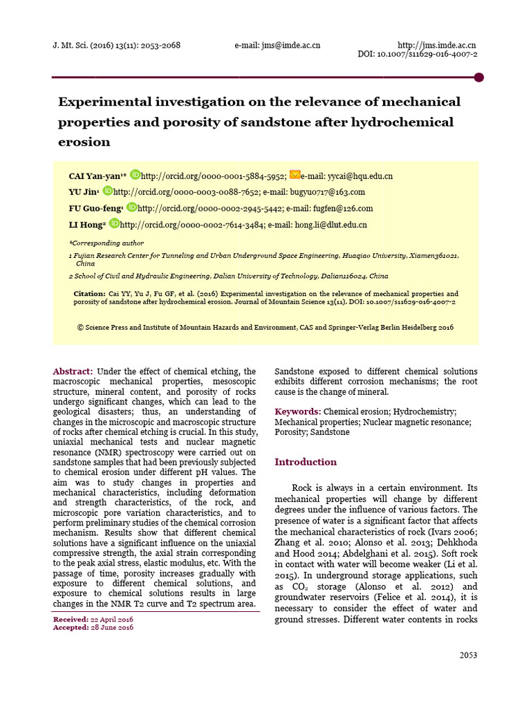 s11629-016-4007-2 | PDF | Deformation (Engineering) | Fracture