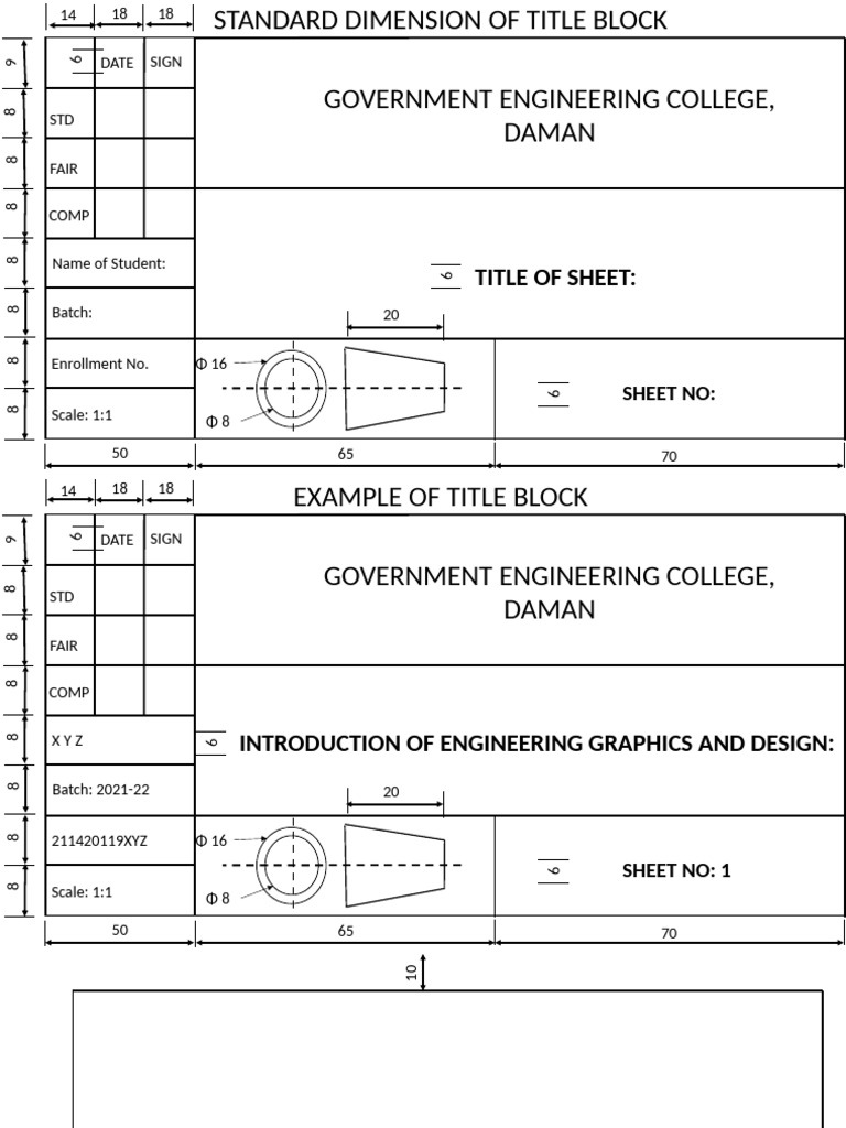Standard Dimension of Title Block | PDF