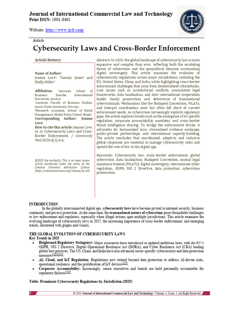 Cybersecurity Laws & Global Enforcement Challenges | PDF | Cybercrime ...