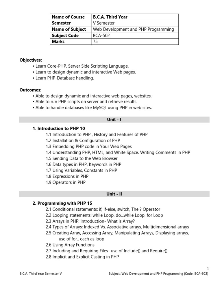UNIT 1 Introduction To PHP | PDF | Php | World Wide Web