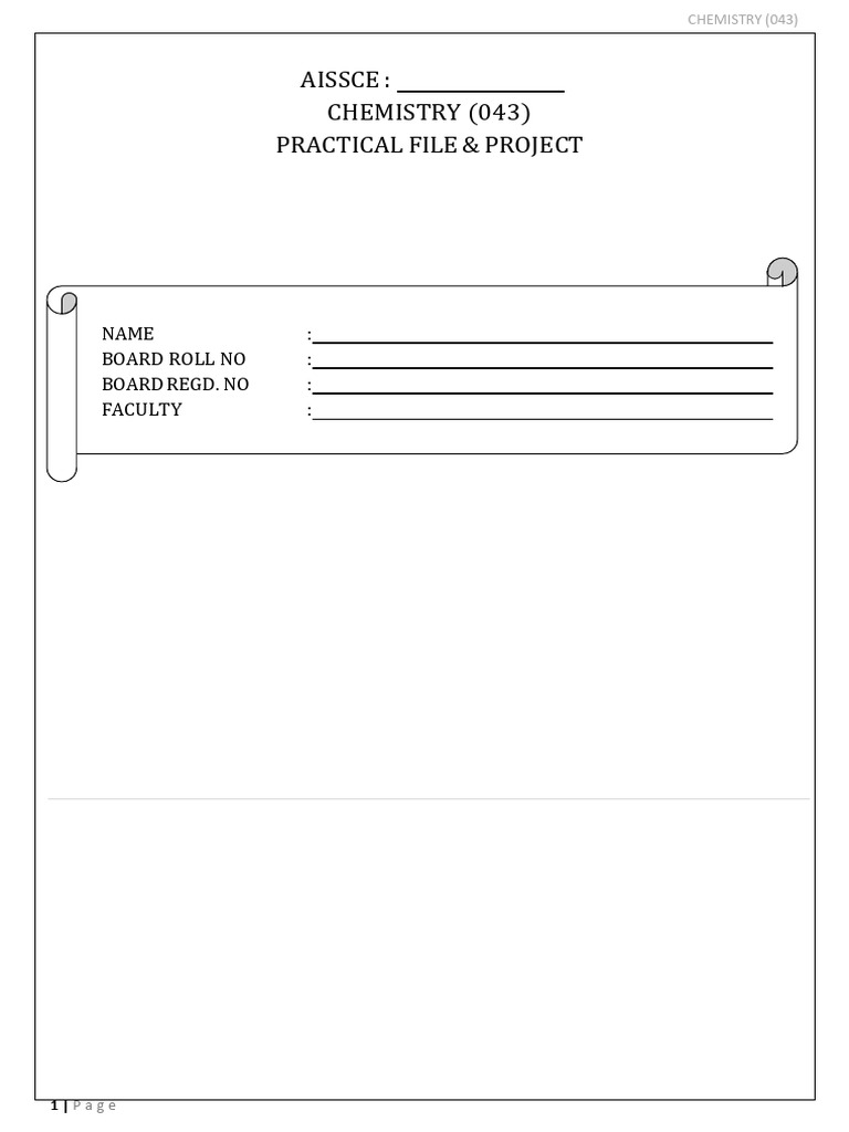 Chemistry Practical File for Class XII | PDF | Titration | Chemistry