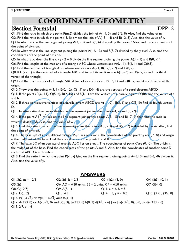 Coordinate Geometry - Class 9 - DPP 2 | PDF | Triangle | Geometry