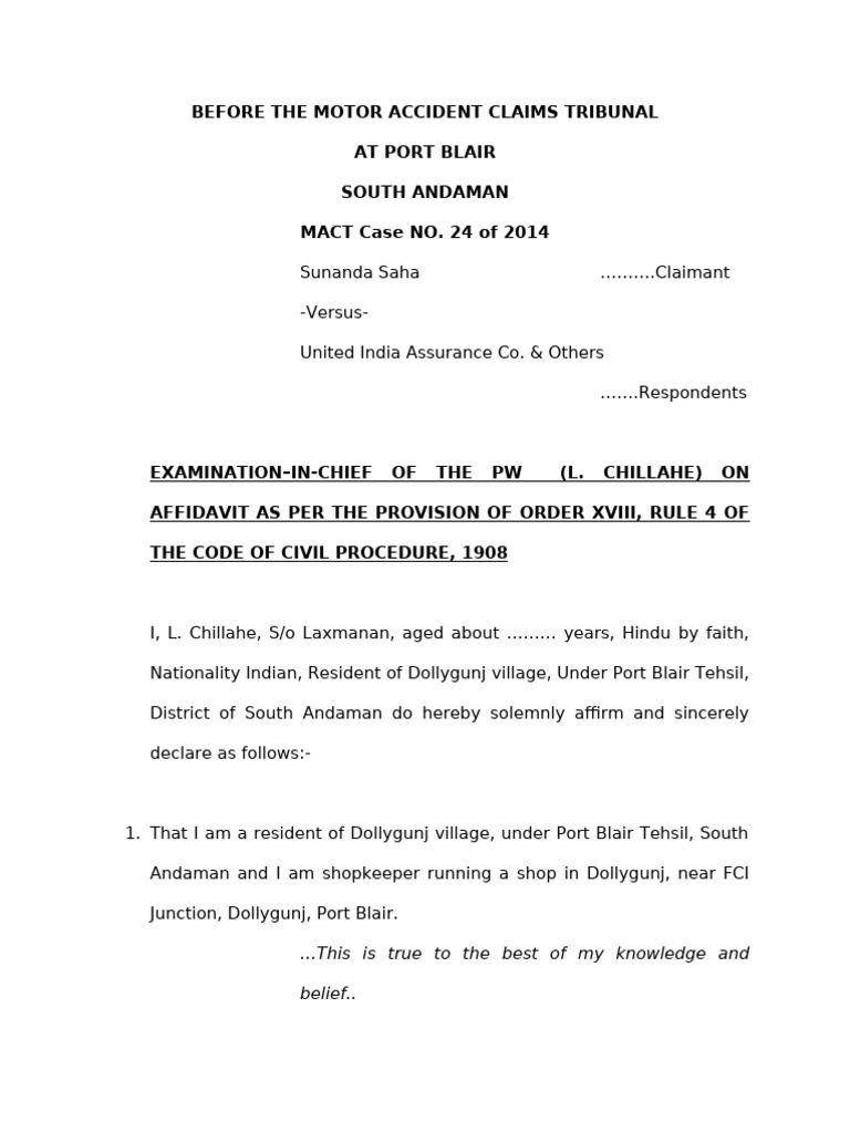 Sunanda Saha Witness Chief | PDF | Affidavit | Practice Of Law