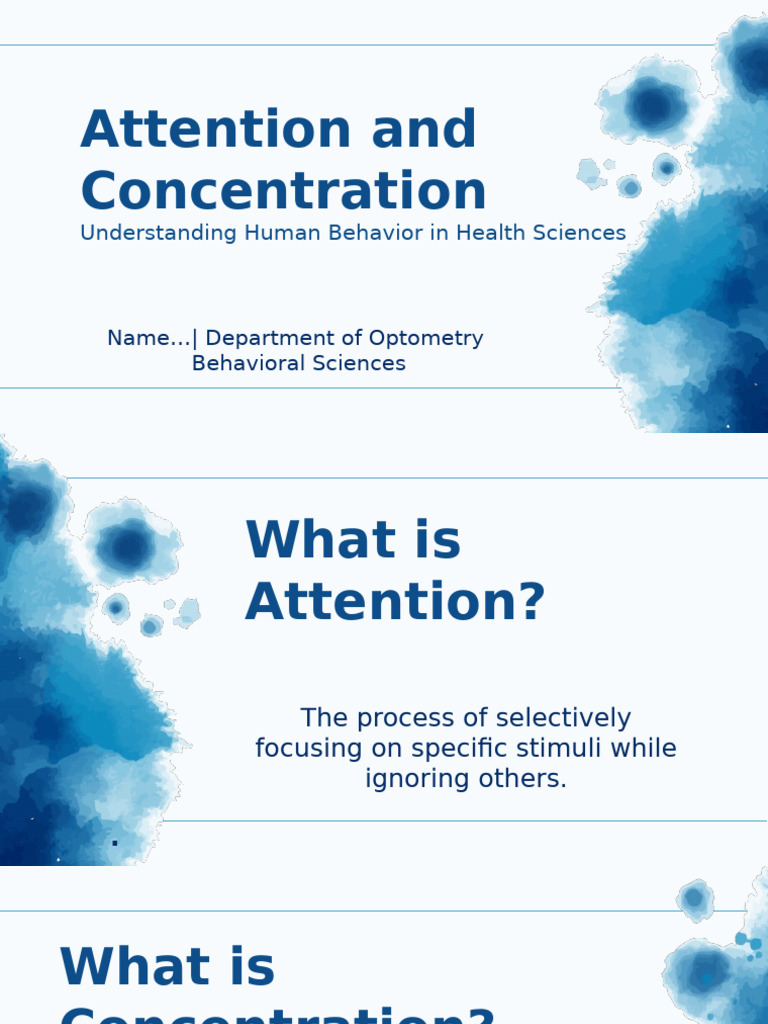Attention and Concentration in Health Sciences | PDF