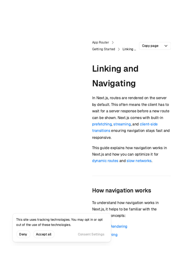 Getting Started - Linking and Navigating - Next - Js | PDF | Client–Server Model | Dynamic Web Page
