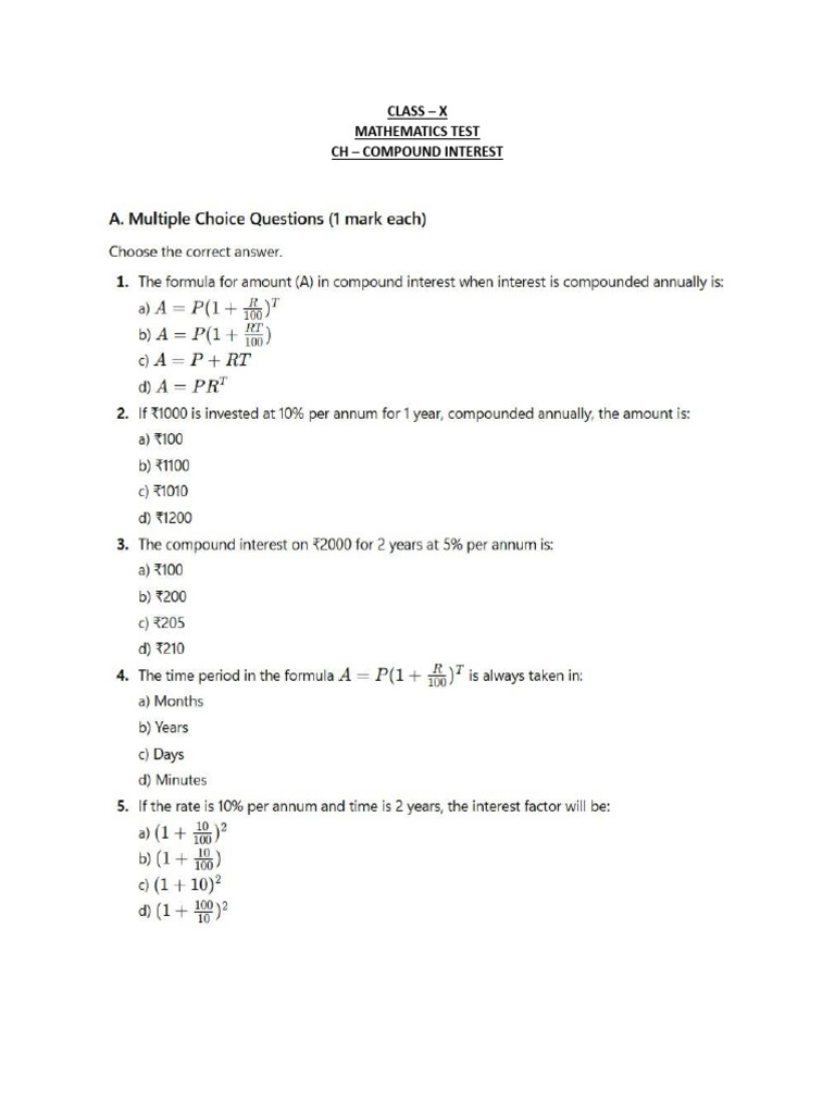 Class 8 Maths Test CH Ci Nov 2025 Test | PDF