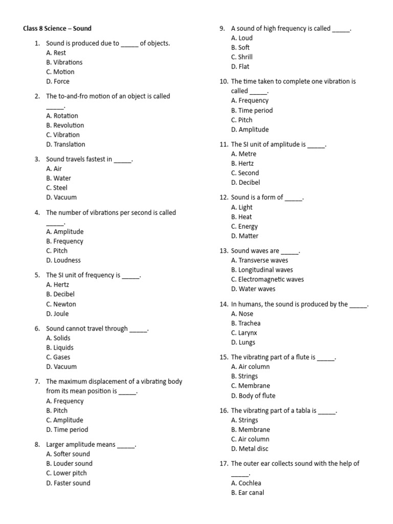 Class 8 Science: Understanding Sound | PDF | Sound | Hearing