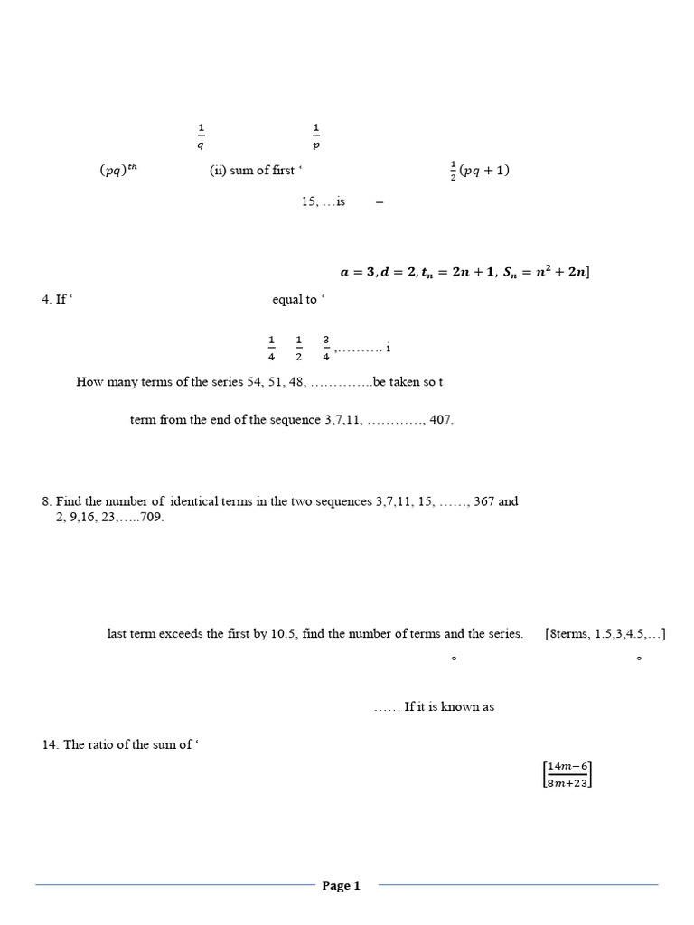 Graded Problem On AP.,GP.,HP. - O Level | PDF | Mathematical Analysis ...