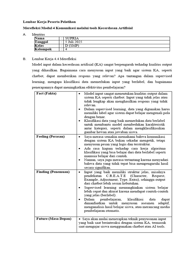 Modul 4 - LK Merefleksi | PDF