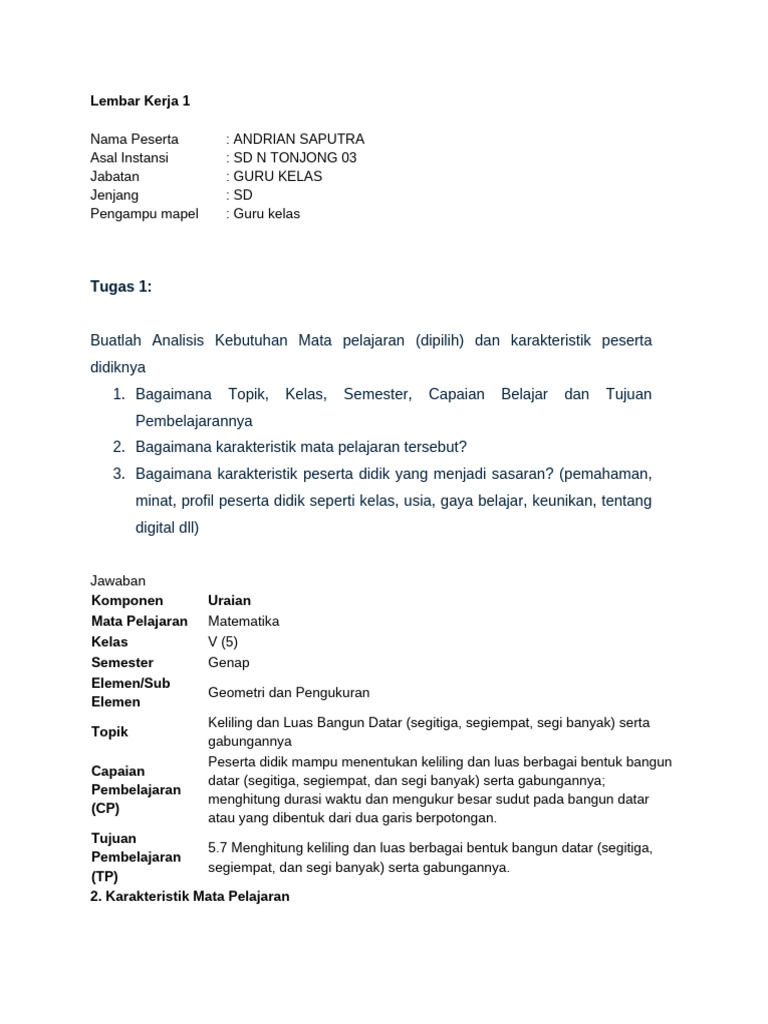 Lembar Kerja 1 | PDF