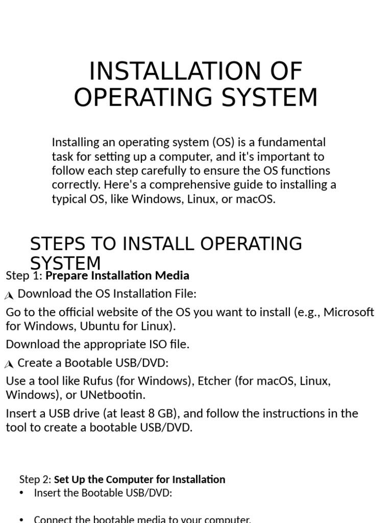 Installation of Operating System | PDF | Installation (Computer ...