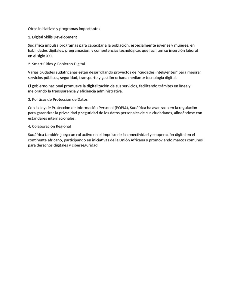 Otras Iniciativas y Programas Importantes | PDF