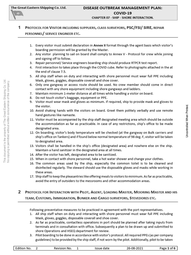 DOMP - Chapter - 7 | PDF | Personal Protective Equipment | Ships