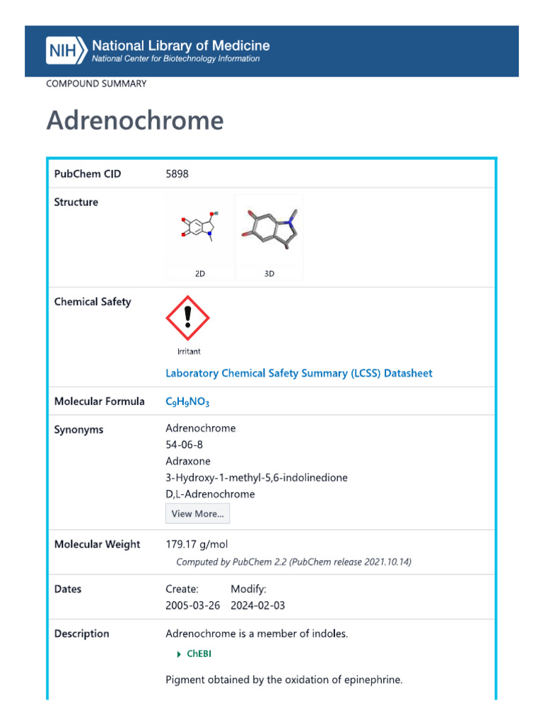 Adrenochrome NIH | PDF