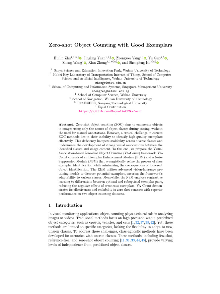 Zero-Shot Object Counting With Good Exemplars: Zhongx@whut - Edu.cn ...