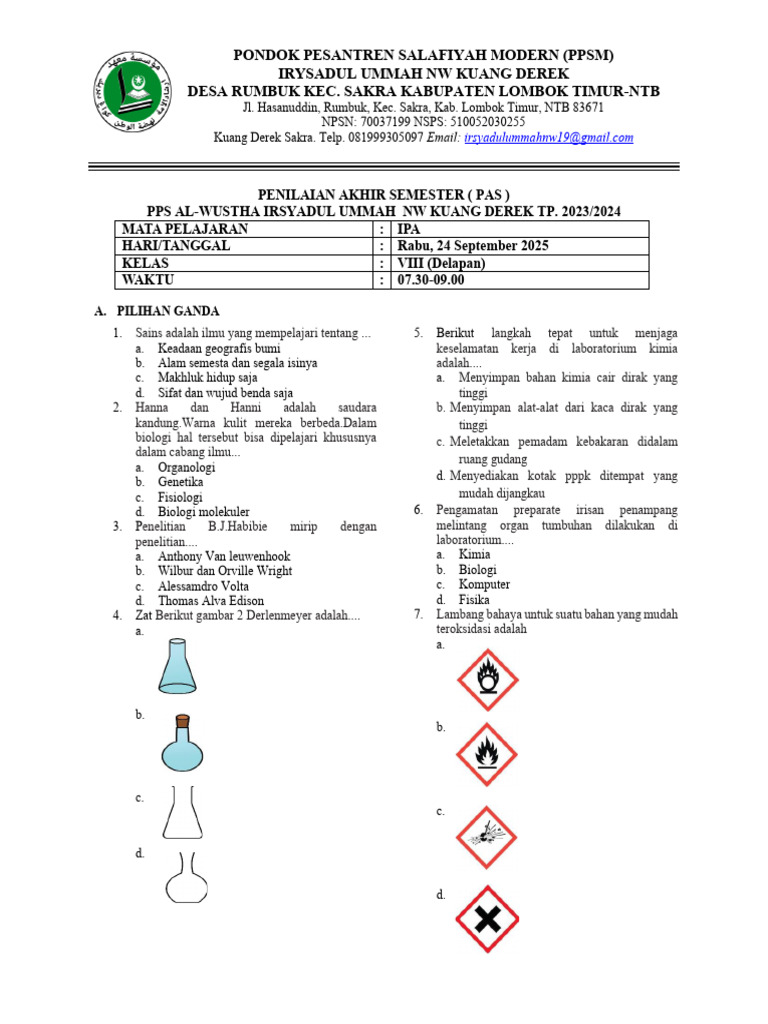 Soal Mid Ipa Kelas Vii | PDF
