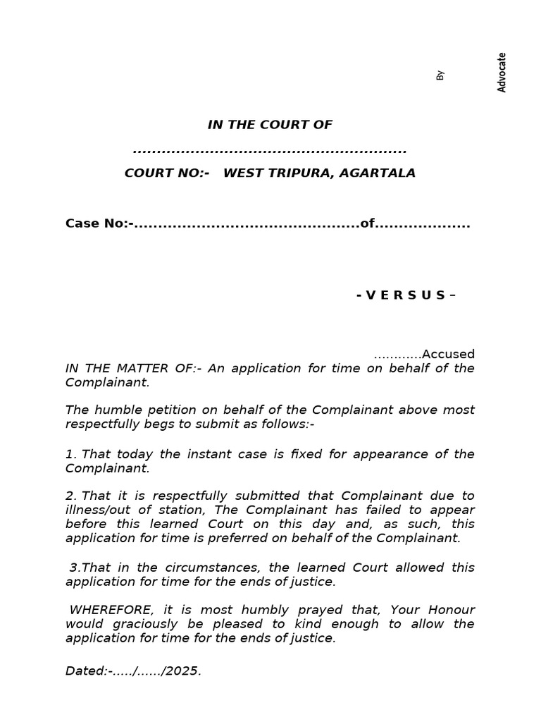Application for Time in Court Case | PDF