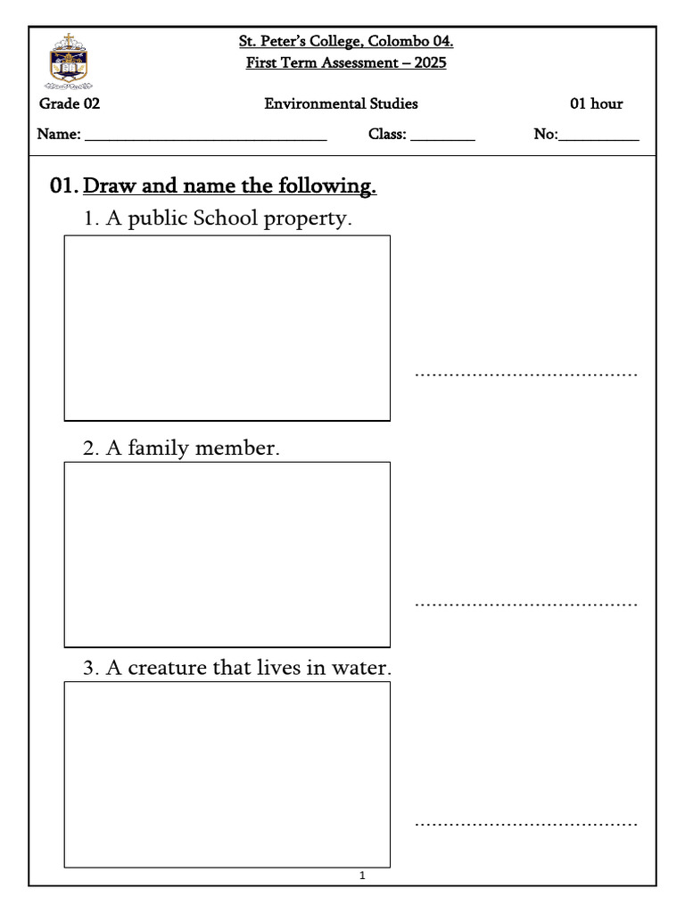 Grade 2 Environmental Studies Assessment | PDF