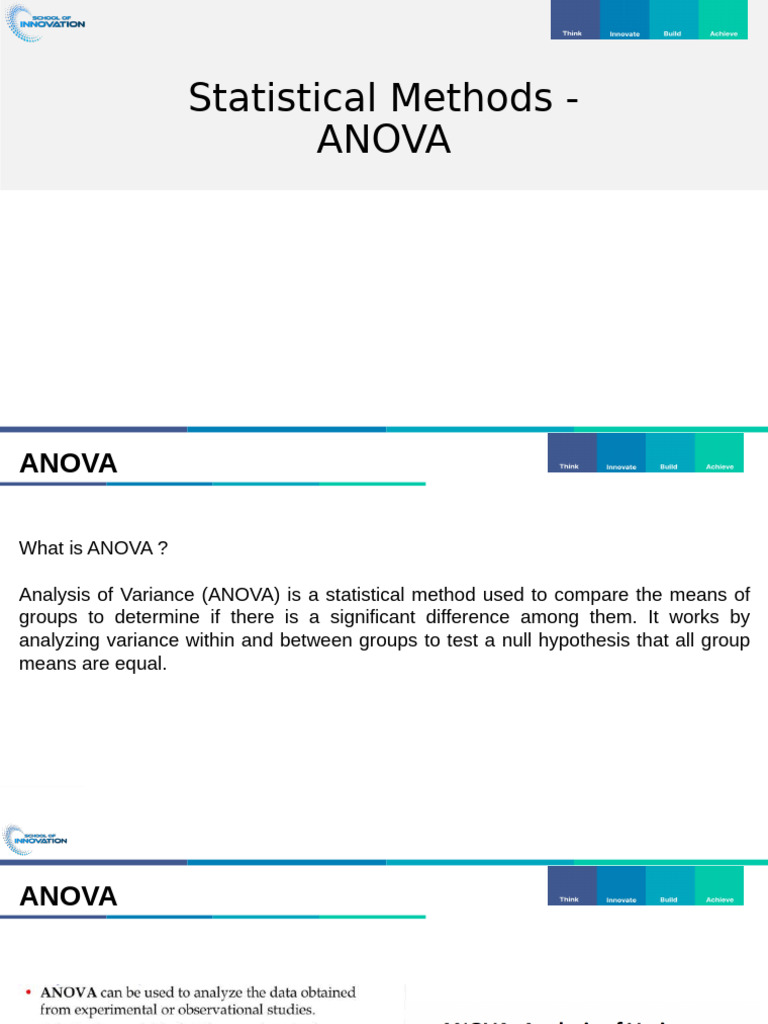 ANOVA: Comparing Group Means in Studies | PDF