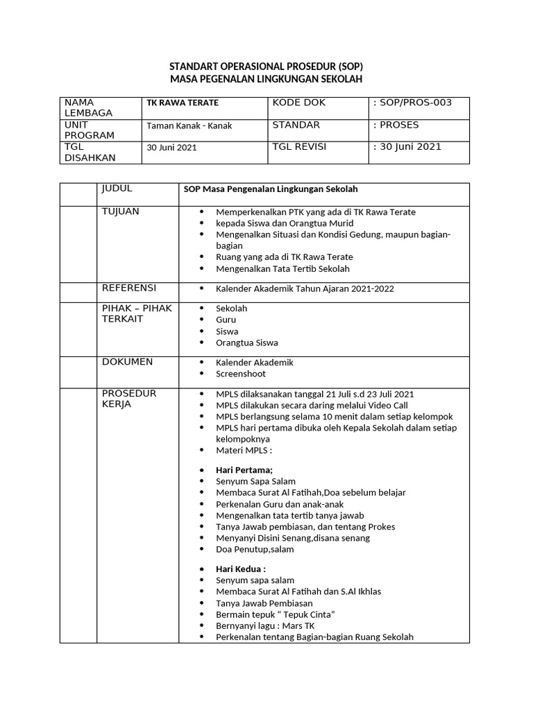 Sop MPLS 2021-2022 | PDF