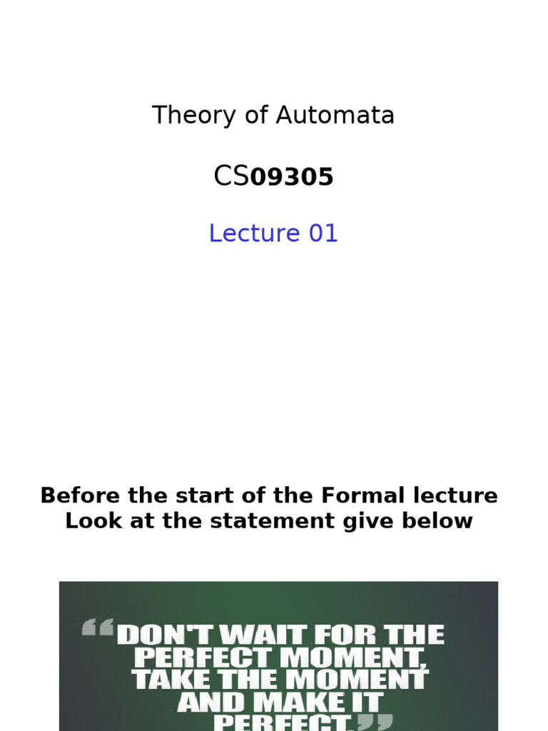 Toa - Lecture Notes-1 | PDF | Automata Theory | Mathematics