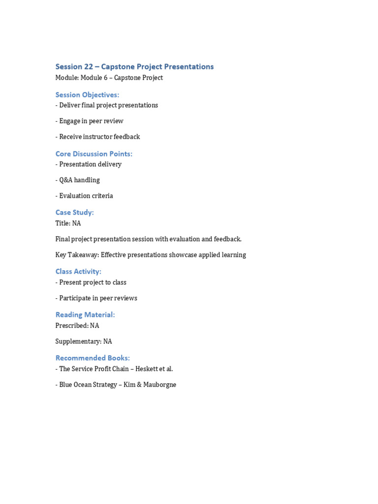 Capstone Project Presentation Session | PDF