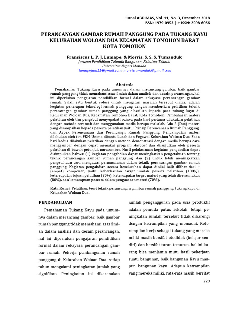 Pelatihan Desain Rumah Panggung Woloan | PDF