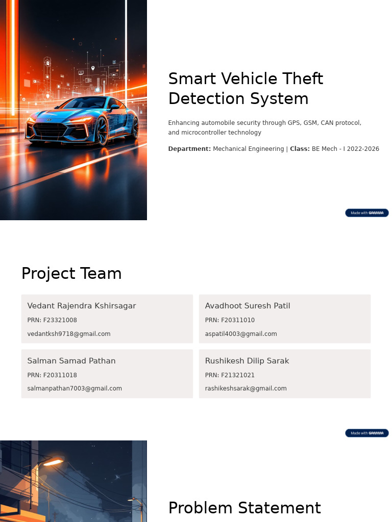 Smart Vehicle Theft Detection System | PDF | Arduino | Global ...