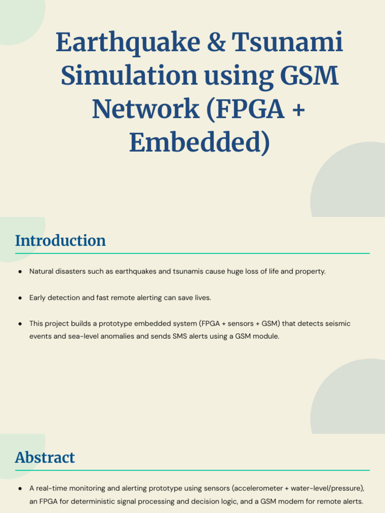 Earthquake and Tsunami Alert System | PDF | Field Programmable Gate ...