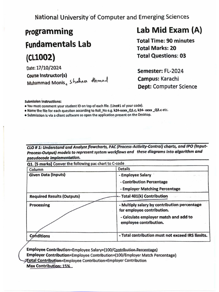 PF Lab Mid 2024 Paper A | PDF