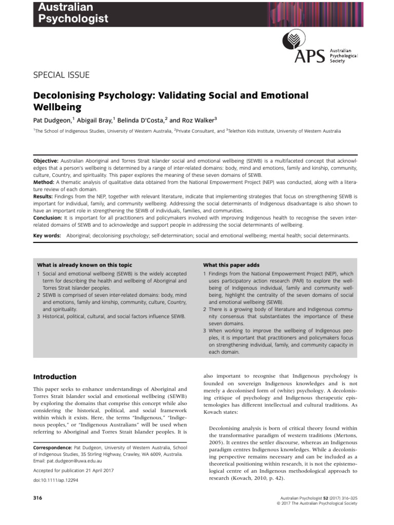 Decolonising Psychology Validating Socia | PDF | Indigenous Australians ...