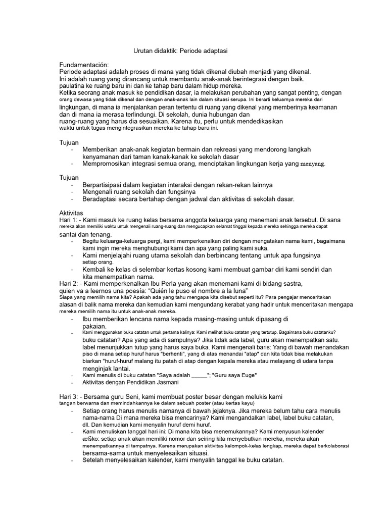 Periode Adaptasi Anak ke Sekolah Dasar | PDF