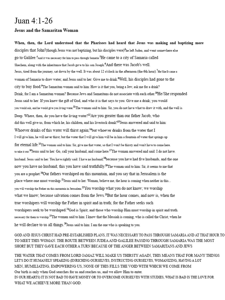 Jesus and the Samaritan Woman Encounter | PDF | Jesus | Disciple ...