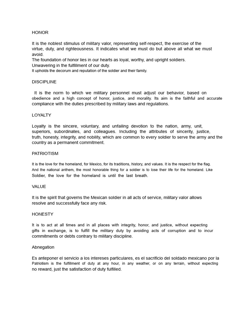 Military Values | PDF