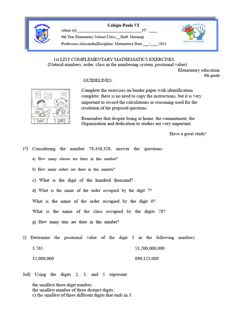 1_complementary_exercise_mathematics | PDF | Numbers | Elementary Mathematics