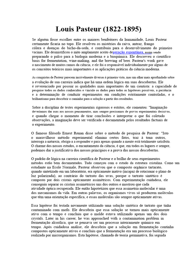 Contribuições de Louis Pasteur à Ciência | PDF | Louis Pasteur | Science