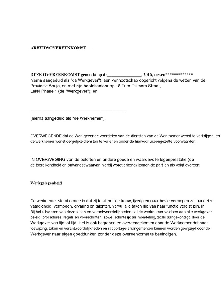 Contract Van Tewerkstelling Architect | PDF