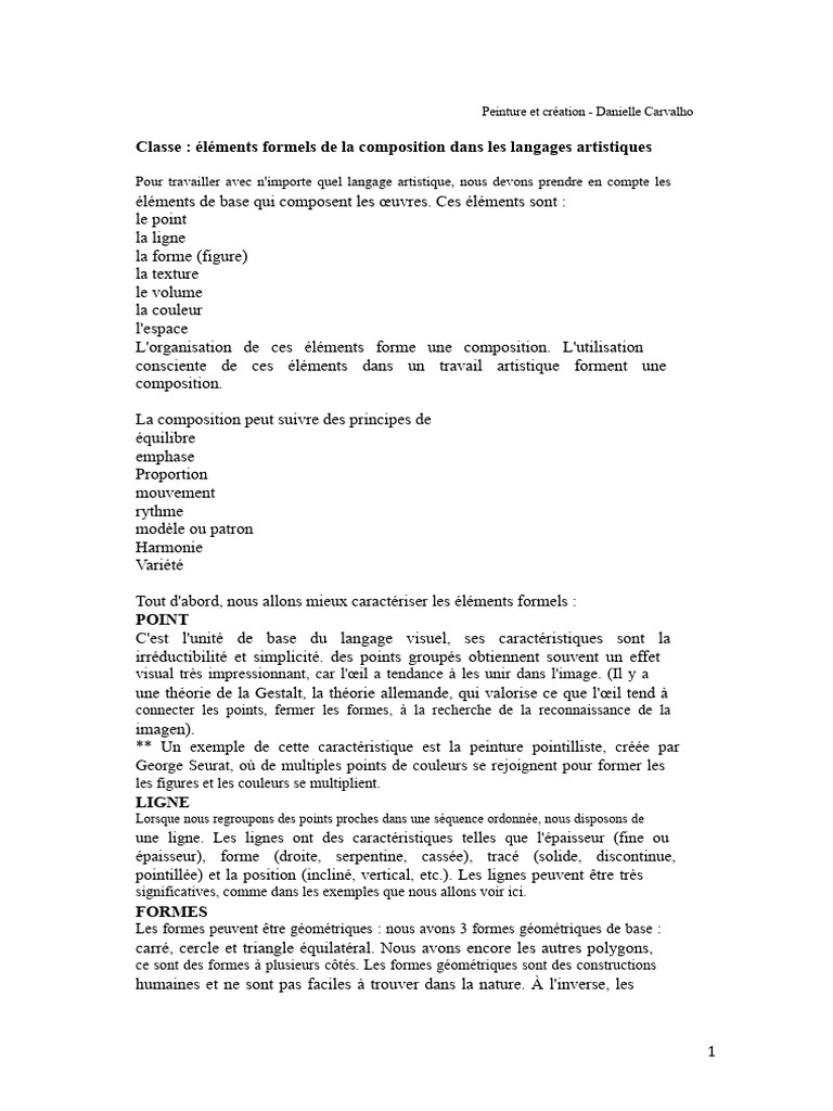 Éléments et principes de composition artistique | PDF | Couleur ...