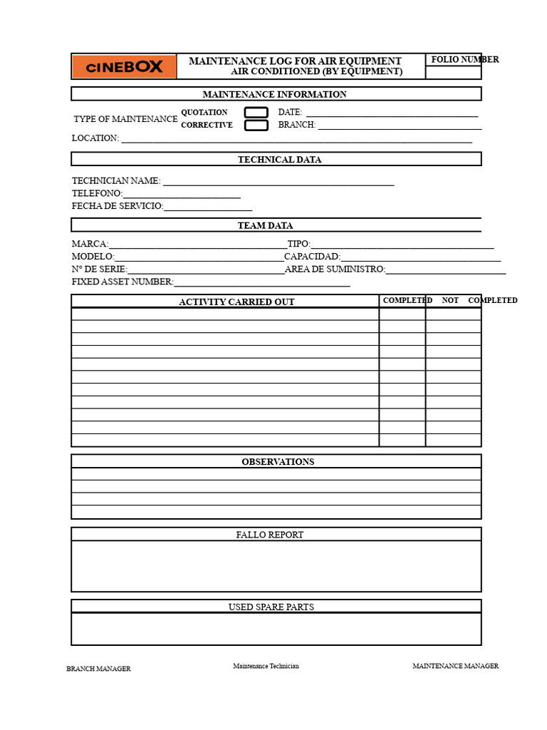 Air Equipment Maintenance Log | PDF