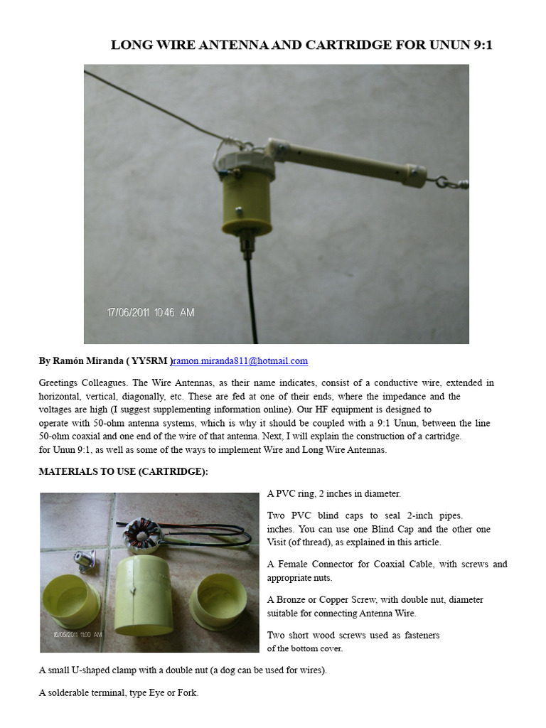 Long Wire Antenna v2 | PDF | Electrical Connector | Antenna (Radio)